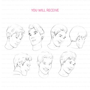 Asian Male Faces, Coloring Page, Coloring Book, Adult Coloring, Male ...