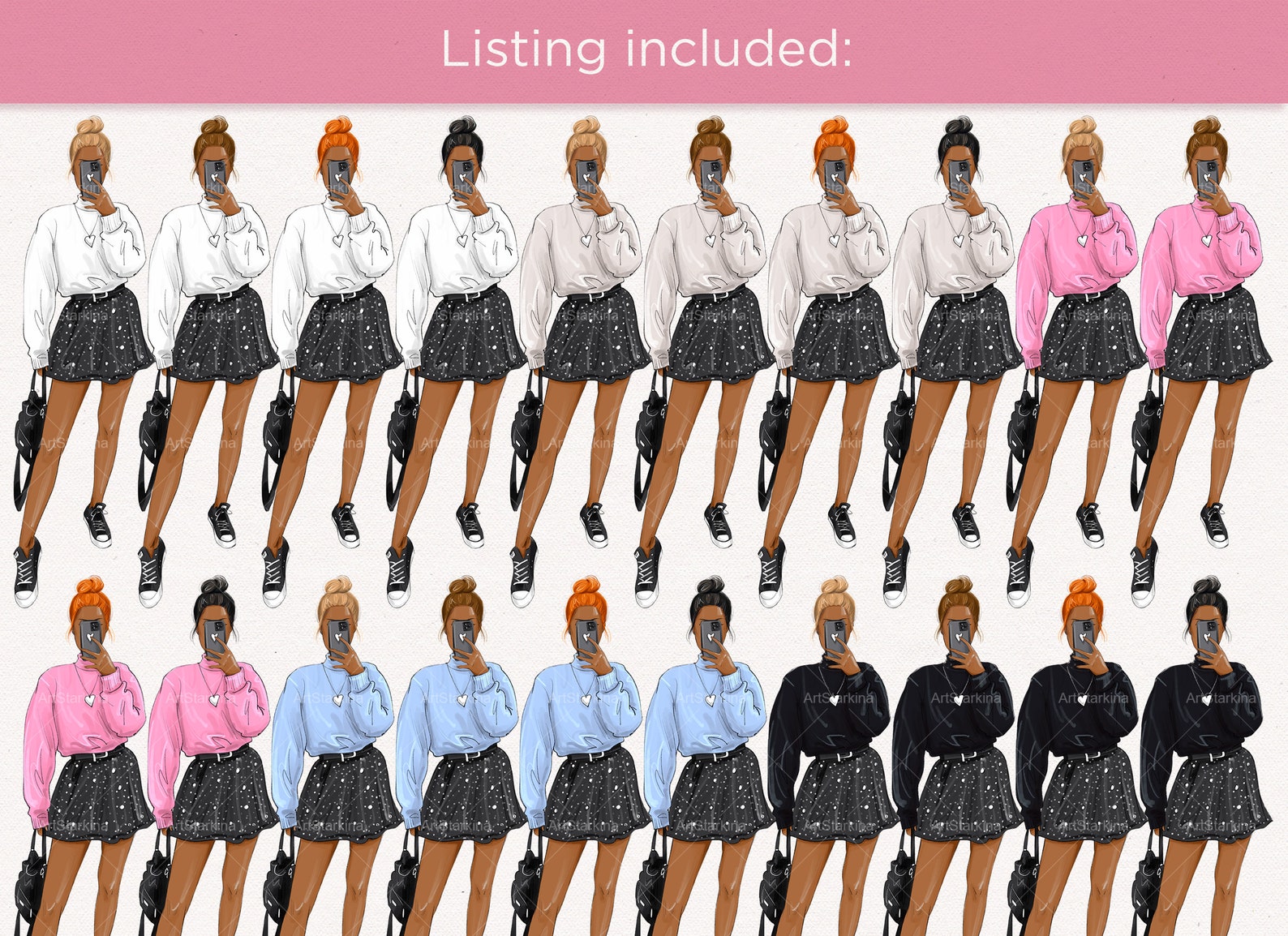 African American Clipart Fashion Clipart Fashion Girl | Etsy