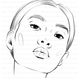 Asian Female Face PNG Templates: Procreate Stamp Brushes (12 Files) - Etsy