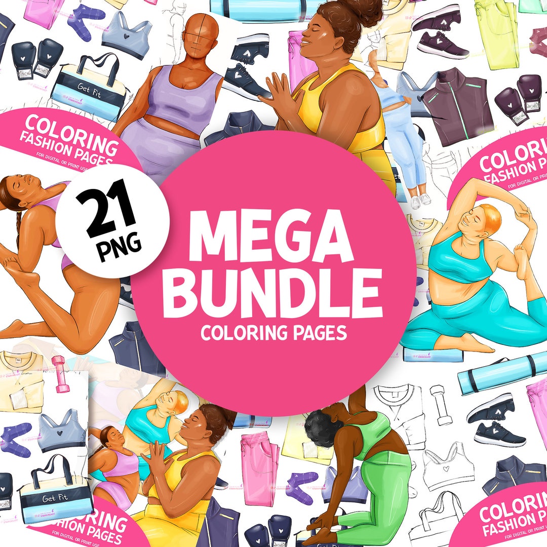 MEGA BUNDLE COLORING #coloring Pages, Yoga Coloring, Black Girl ...