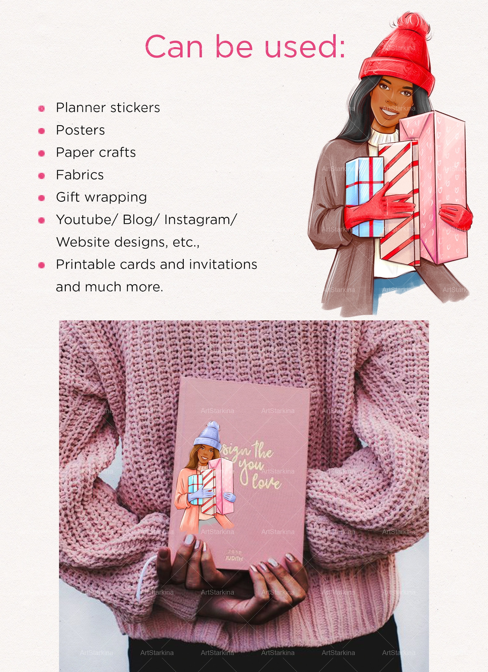 African American Clipart Winter Girl Clipart Christmas Girl - Etsy