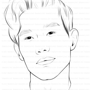 Asian Male Faces, Coloring Page, Coloring Book, Adult Coloring, Male ...