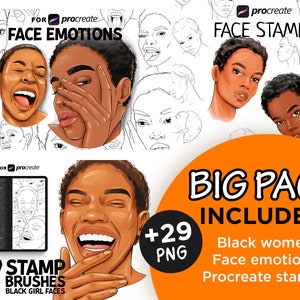Black Woman Procreate Stamps, Procreate Face Stamp, Procreate Brushes ...