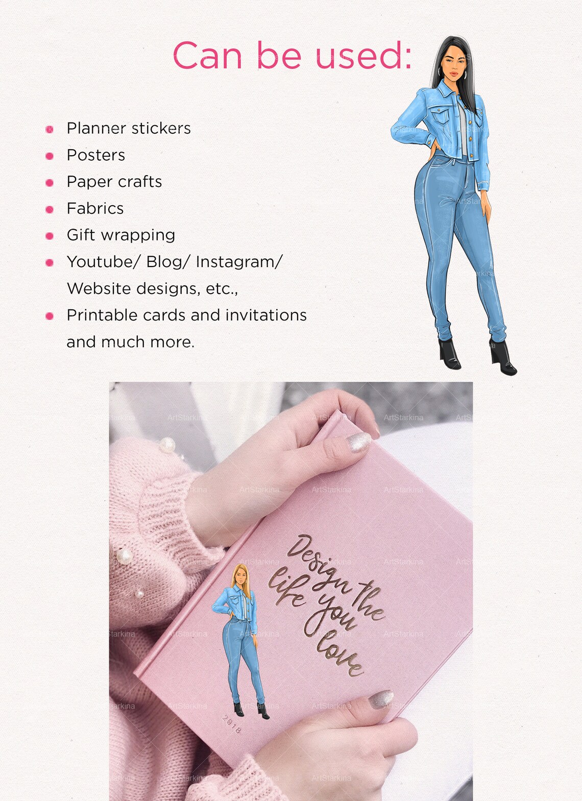 Fashion Clipart Fashion Girl Planner Clipart Printable | Etsy