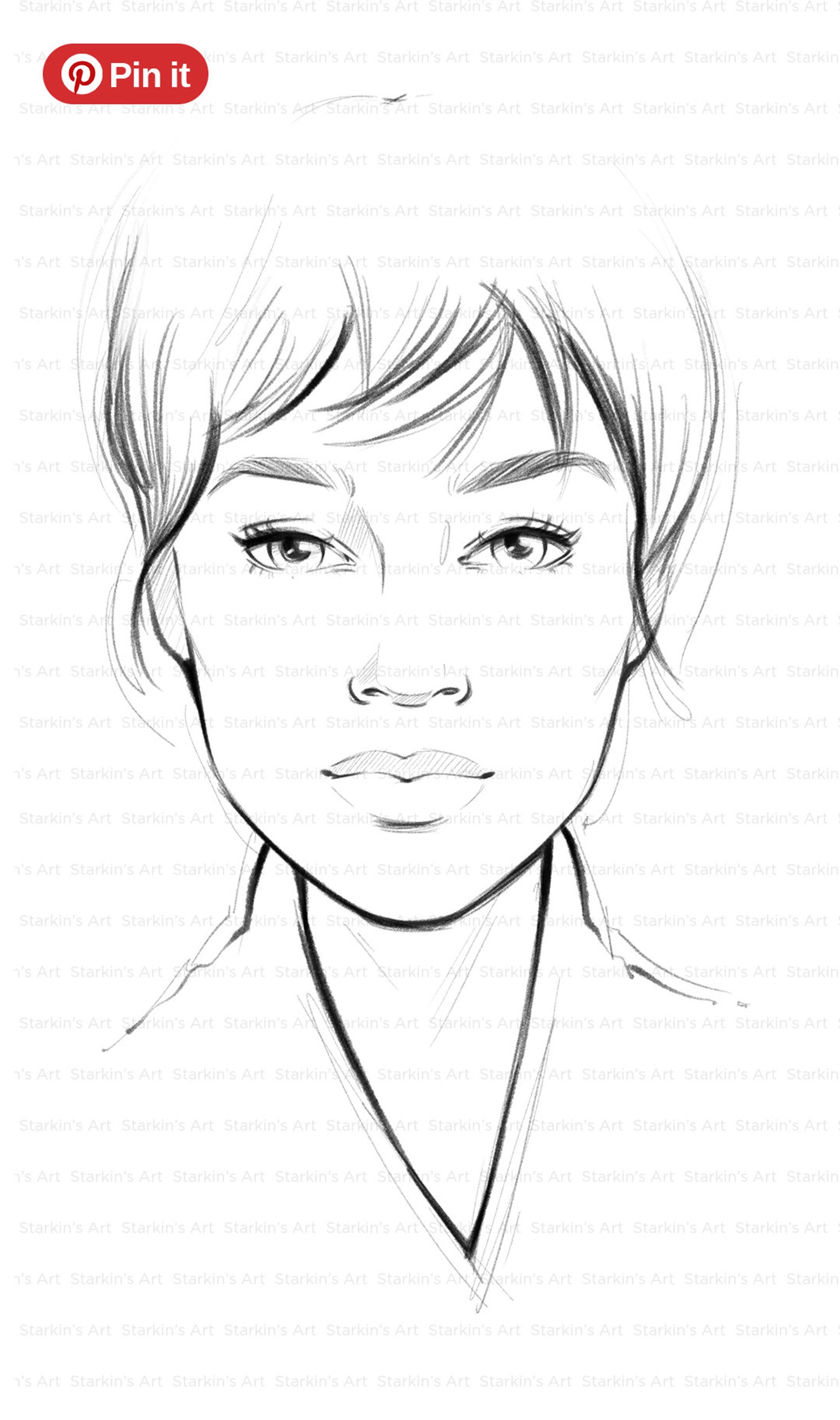 FACE COLORING PAGE coloring Page Fashion Illustration Adult - Etsy