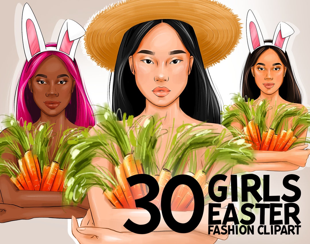 Easter Girl Clipart, Fashion Girl Clipart, Fashion Clipart, Black Girl ...