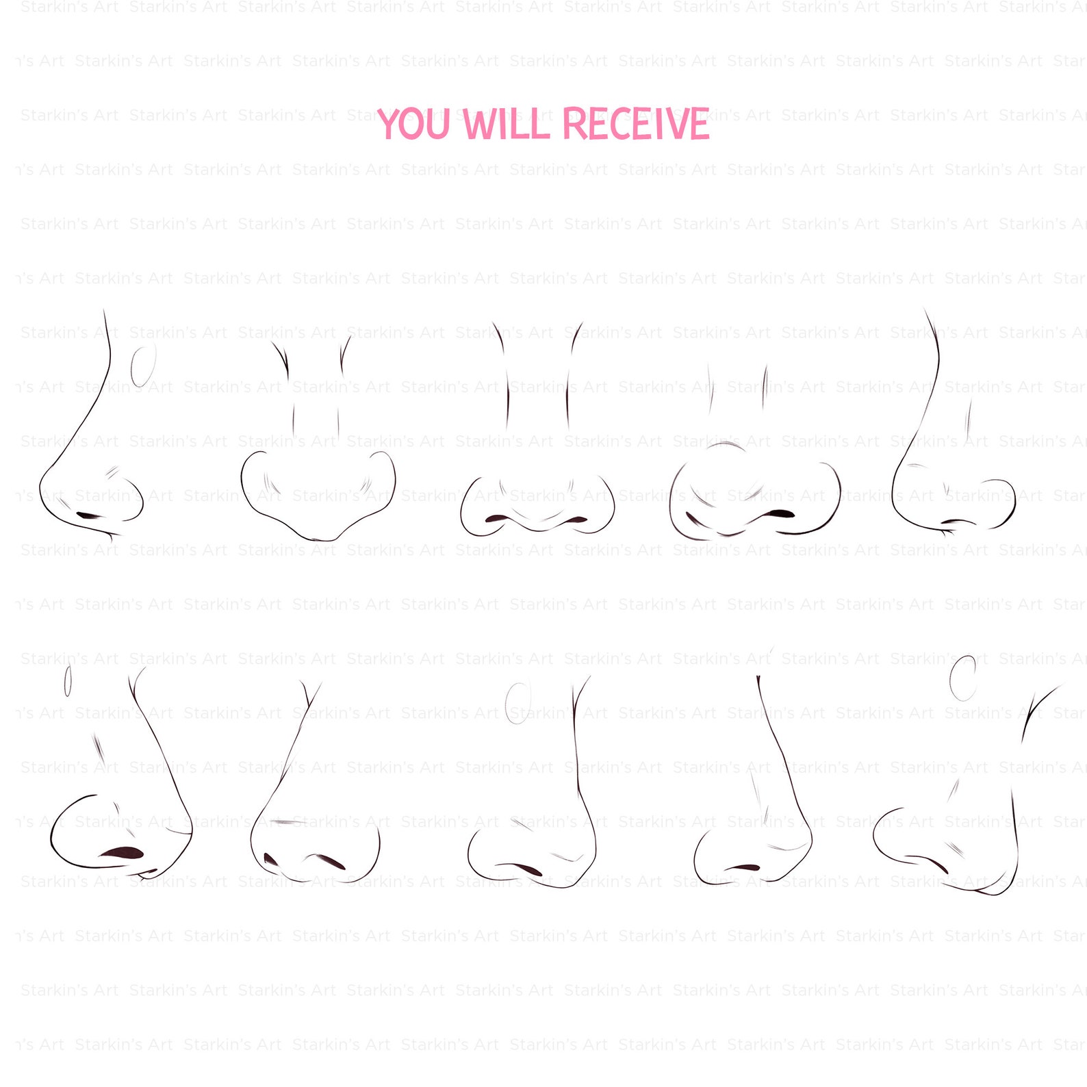 NOSE SHAPES PNG coloring Pages Coloring Book Adult - Etsy