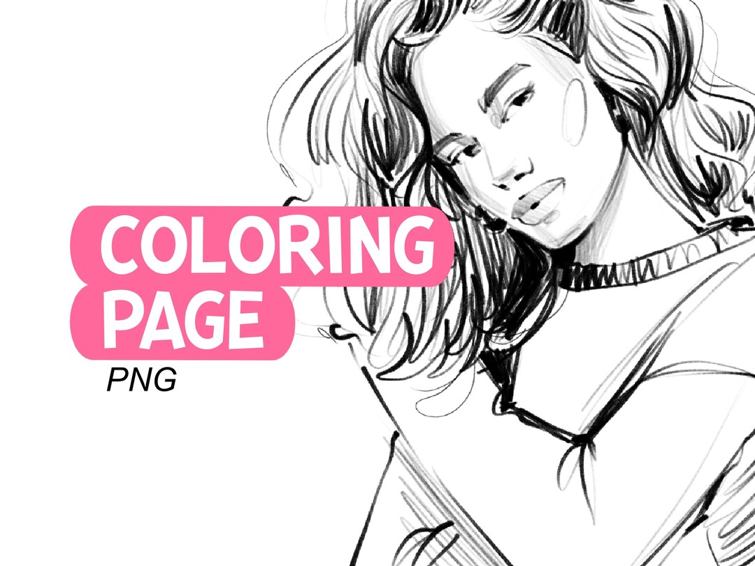 Digital Coloring Page – Emotional Woman Portrait | Printable Line Art ...