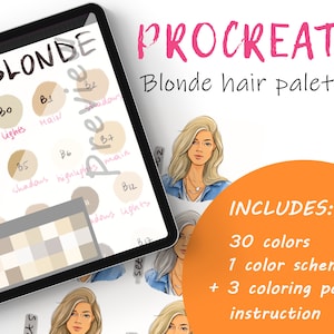 Procreate Color Palette - Blonde Hair - Etsy