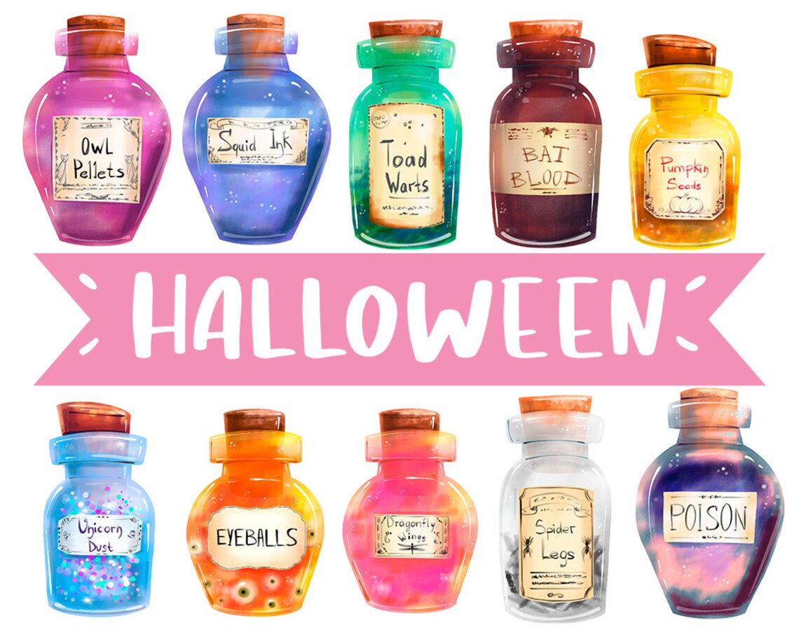 Halloween Potion Bottles Clipart Eyeballs Planner Stickers - Etsy