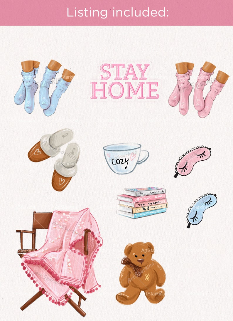 Cozy Home Clipart Work From Home Clipart Relax Clipart | Etsy