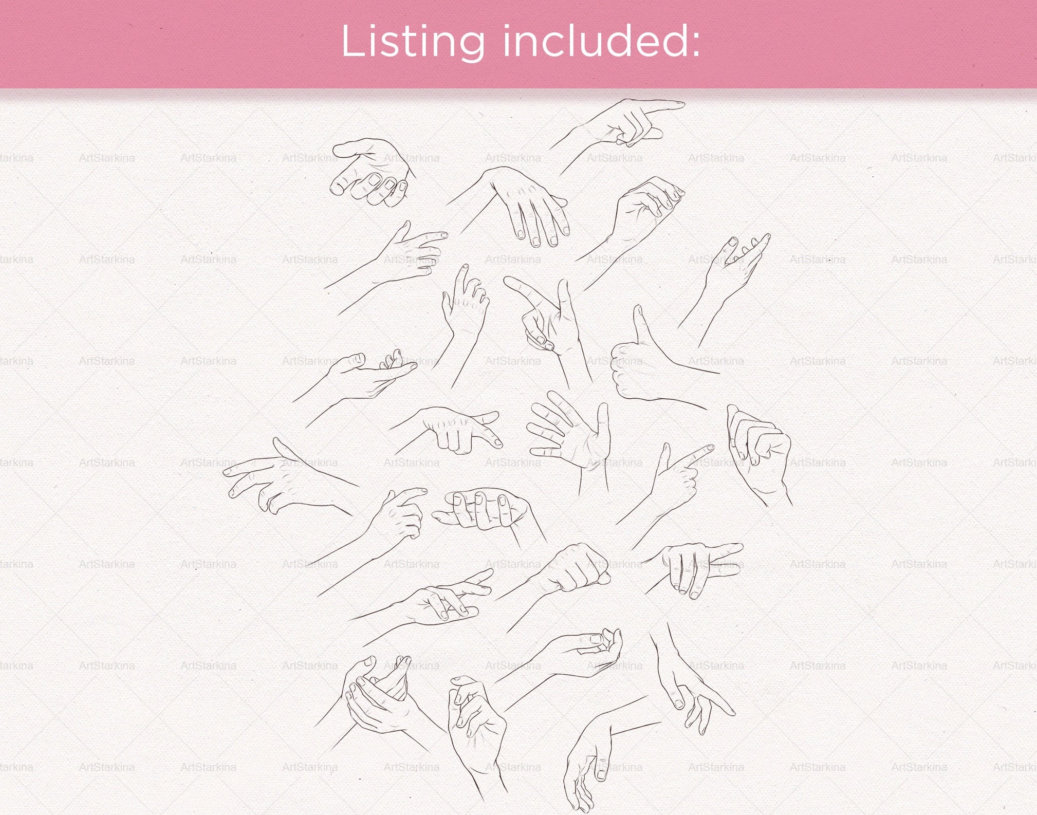 Procreate Hand Stamps Procreate Brushes Procreate Body | Etsy