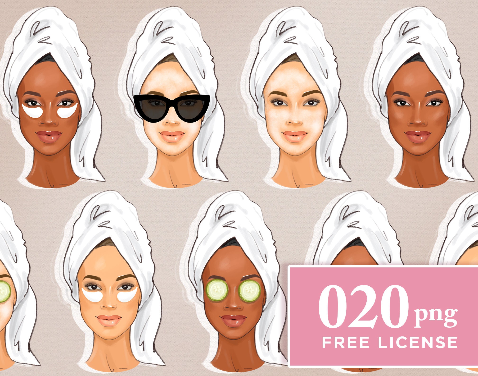Spa Day With a Face Mask Clipart Planner Clipart Fashion | Etsy