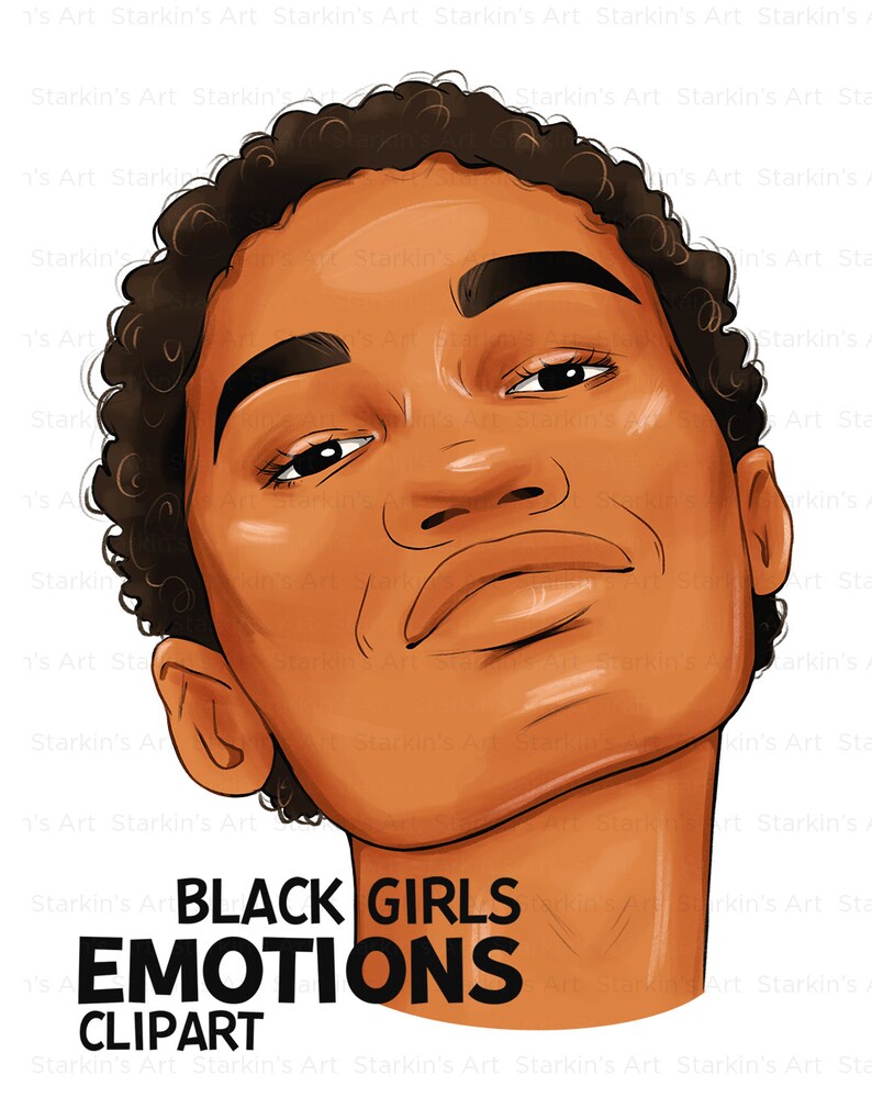 Black Women Face Emotions Clipart: Fashion Girl PNG SVG (digital) - Etsy