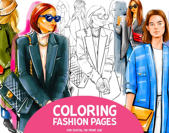 Fashion Coloring Book Coloring Pages Digital Coloring Book - Etsy