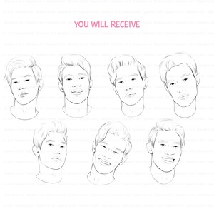 ASIAN MALE FACES coloring Page Coloring Book Adult - Etsy