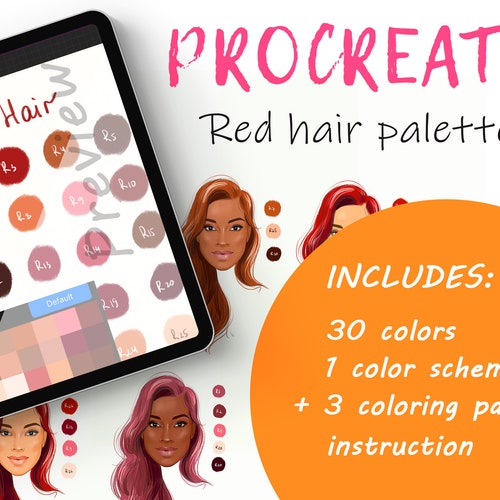 Hair Palette for Procreate Red Hair Colors Procreate - Etsy