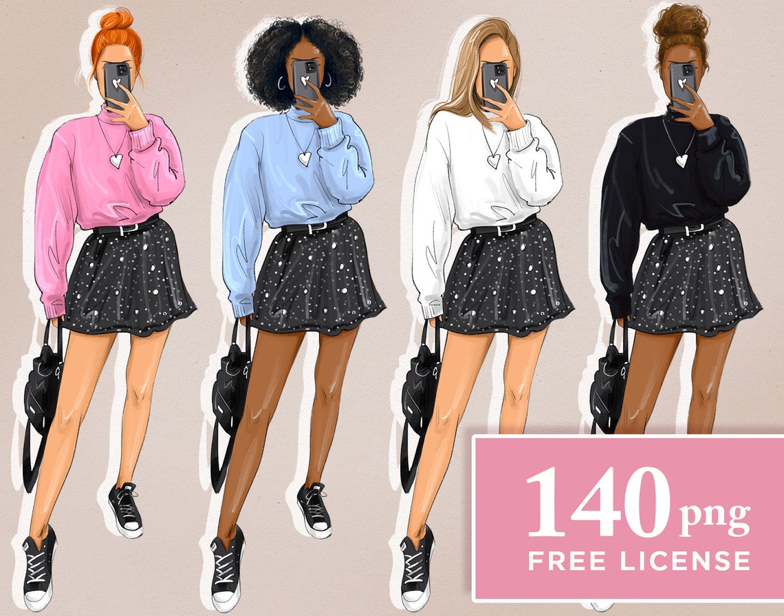 Planner Girl Clipart Fashion Clipart Fashion Girl Clipart - Etsy