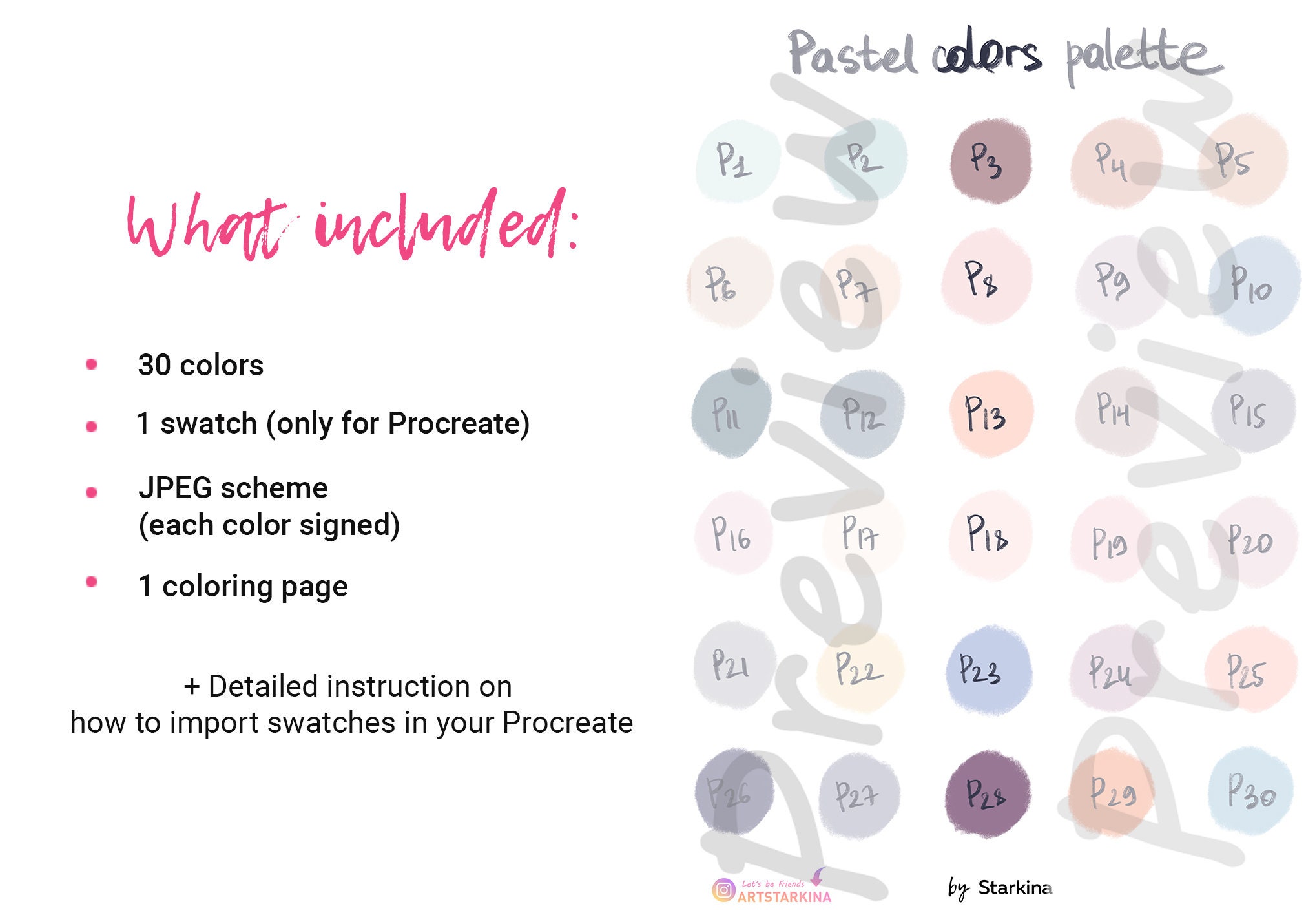 Procreate pastel colors palette Procreate swatches Procreate | Etsy