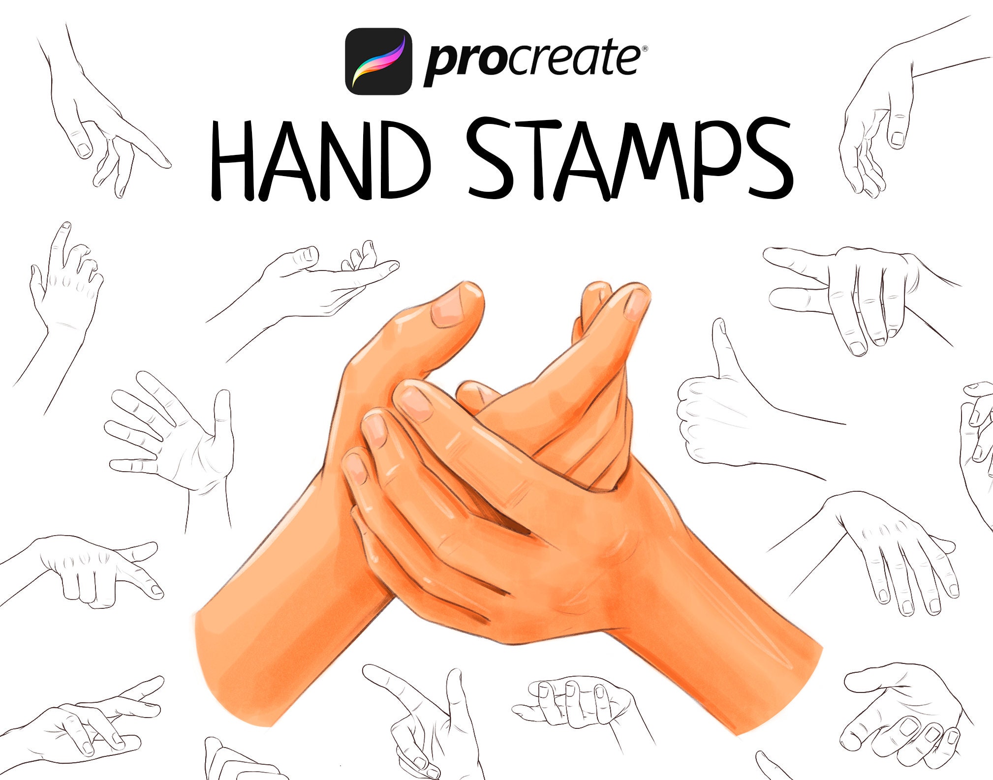 Procreate Hand Stamps Procreate Brushes Procreate Body | Etsy
