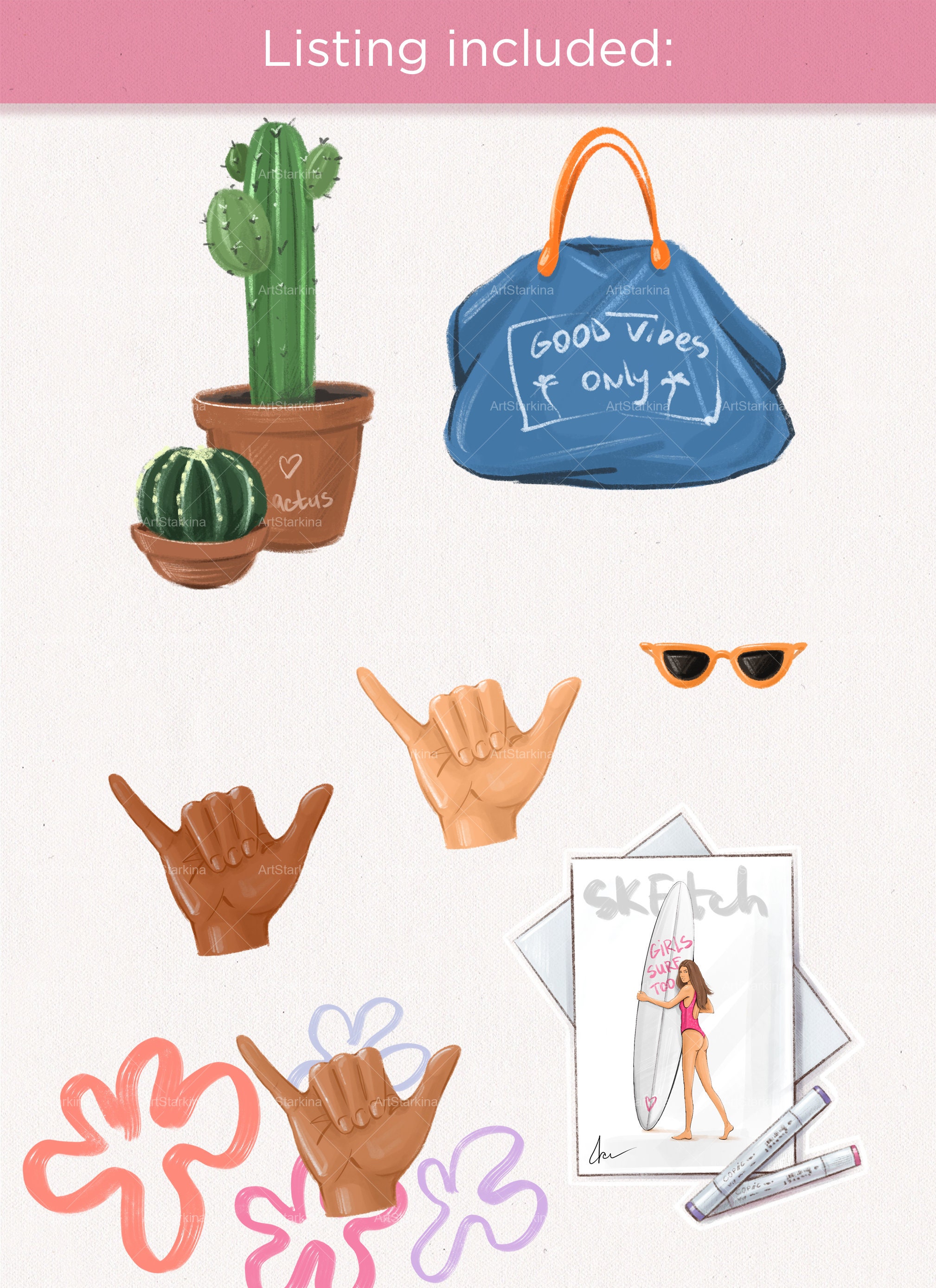 Summer Girl Clipart Beach Clipart Surfer Clipart Summer - Etsy