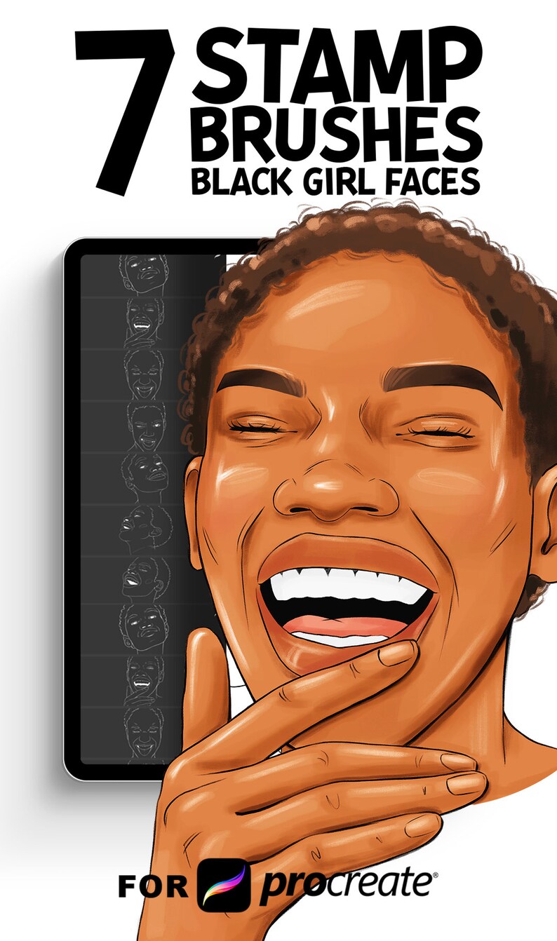 Procreate Stamps Female Face Emotions Brush Set Big Bundle Etsy