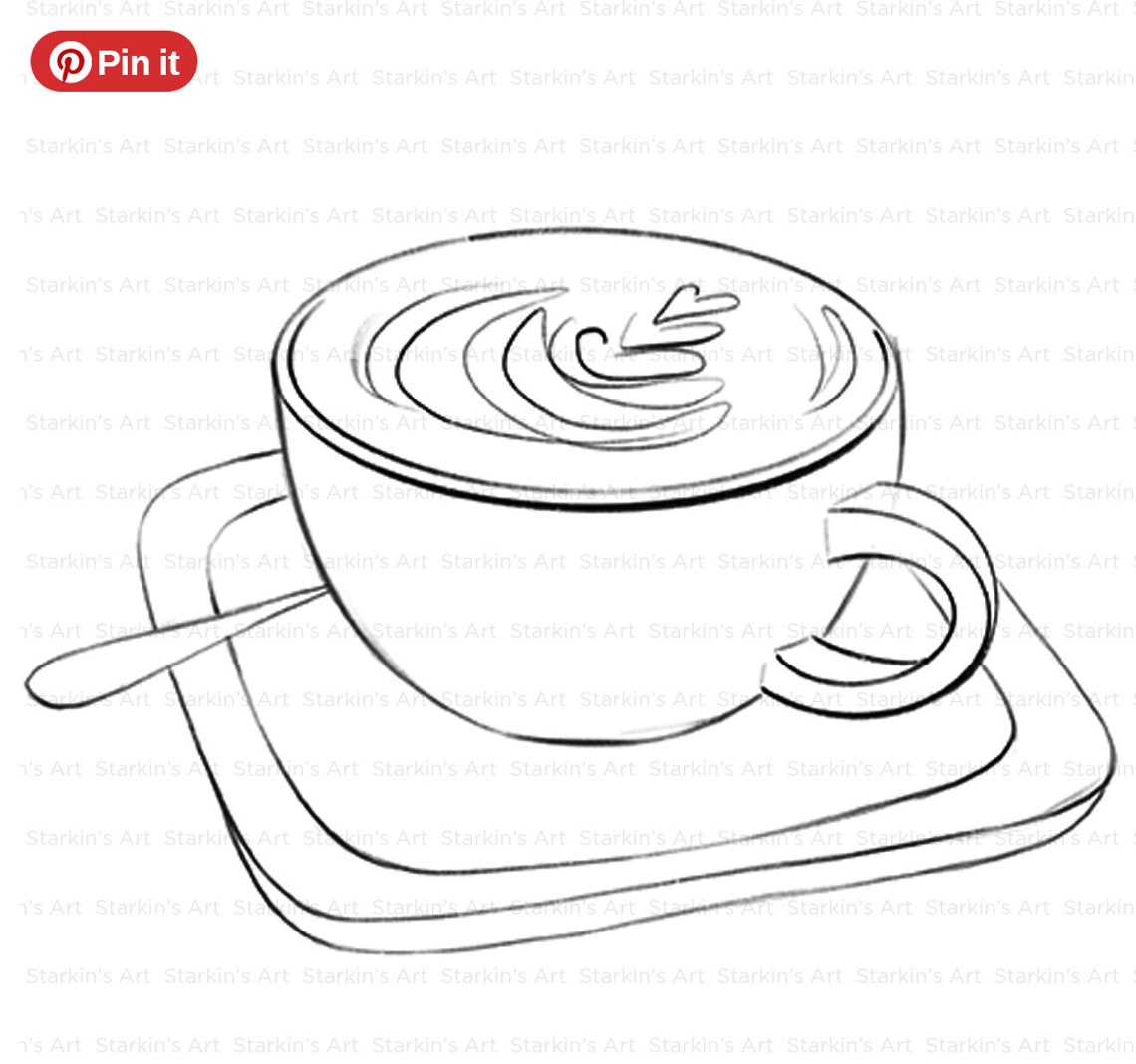 COFFEE COLORING PAGE digital Coloring Coloring Book - Etsy
