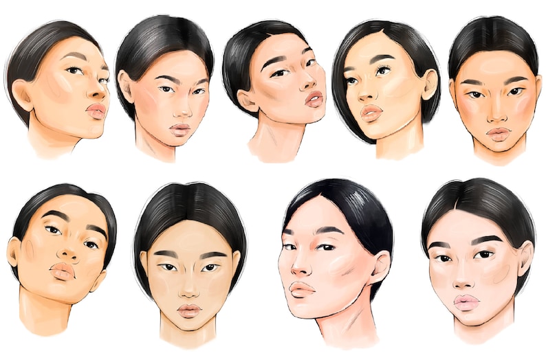 Asian Woman Face Clipart: Fashion Girl PNG, SVG (digital Download) - Etsy