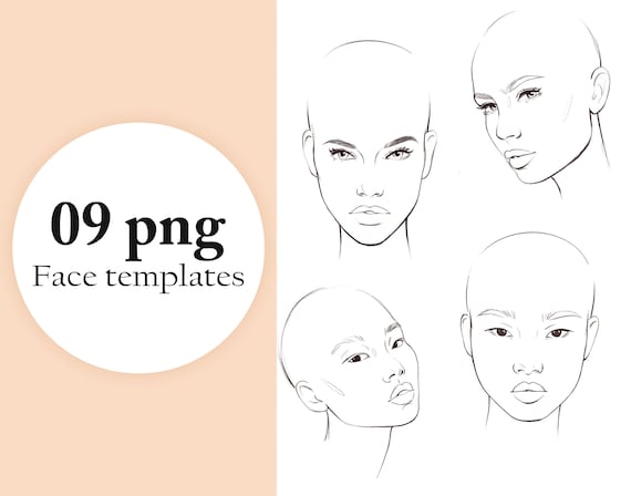 Face Template Fashion Face Templates Drawing Template for | Etsy