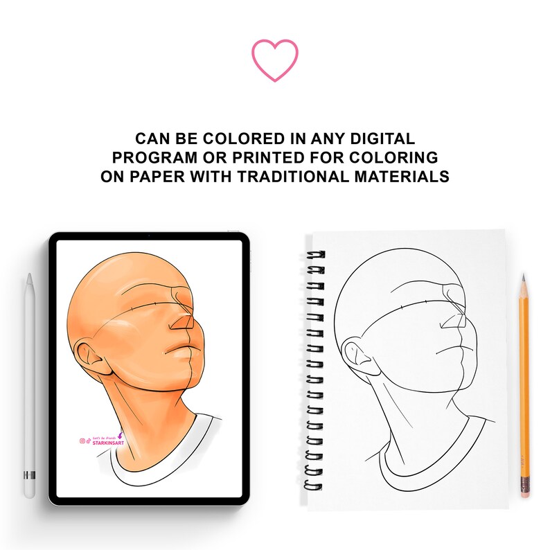 HEAD SHAPES COLORING coloring Pages Coloring Book Procreate - Etsy