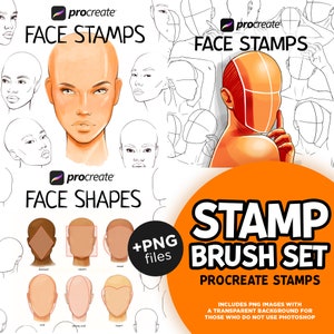 Procreate Face Stamps, Procreate Digital Brush Set, Procreate Portrait ...