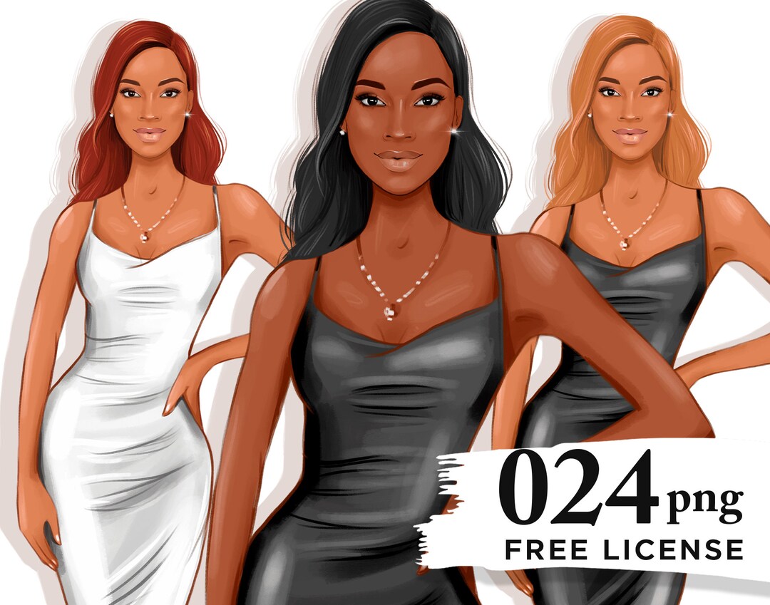 Black Girl Clipart, Black Woman Clipart, Fashion Girl Clipart, Curvy ...
