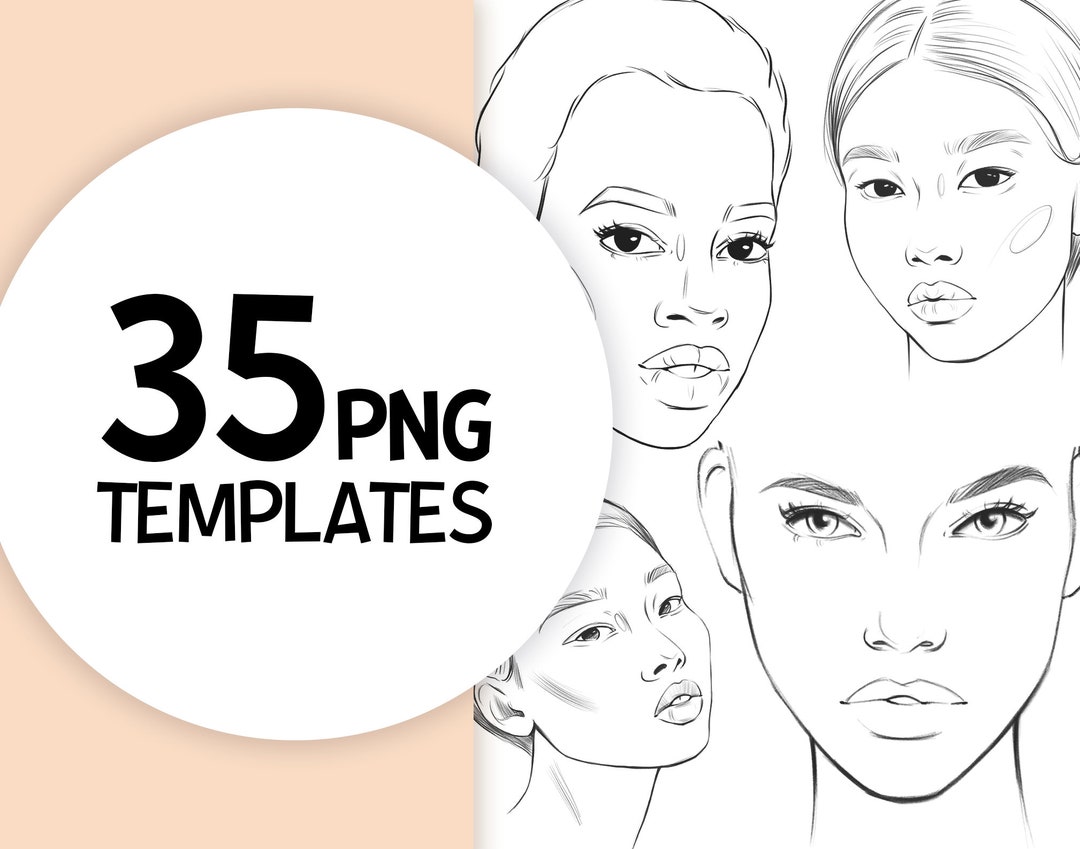 Face Portrait Templates: Procreate Stamps (35 PNG) - Etsy