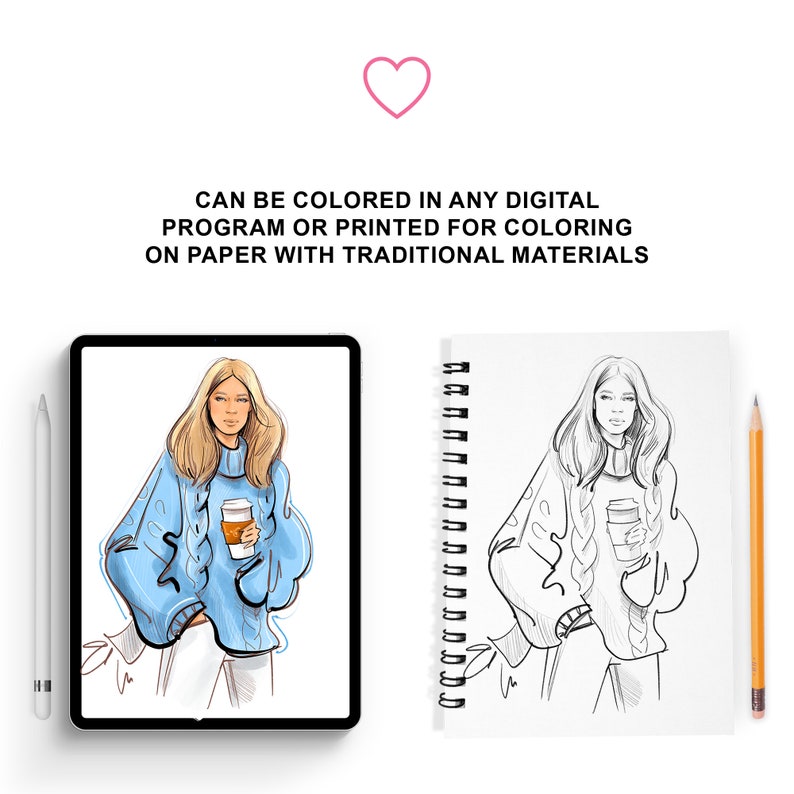 COFFEE GIRL COLORING coloring Pages Coloring Books Adult - Etsy