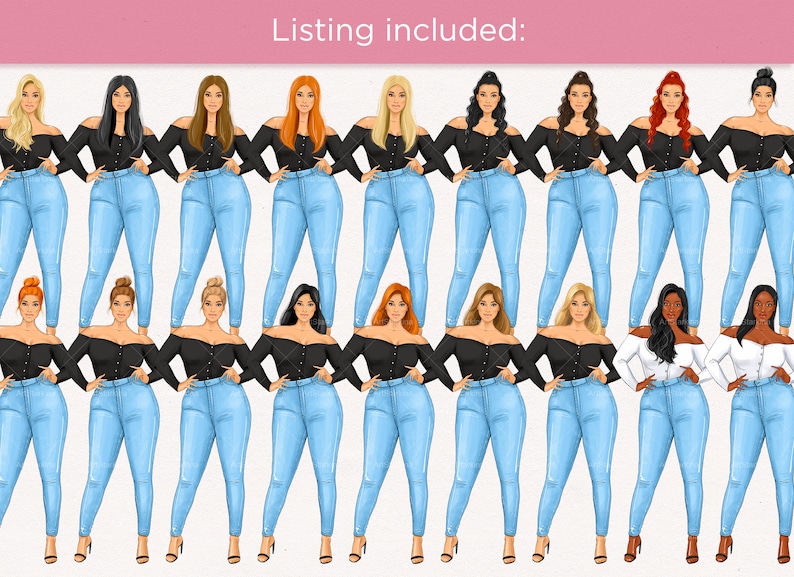 Curvy Girl Clipart Plus Size Curvy Woman Clipart Fashion - Etsy