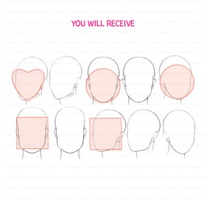 FACE STAMPS PNG face Shapes Stamp head Templates drawing - Etsy