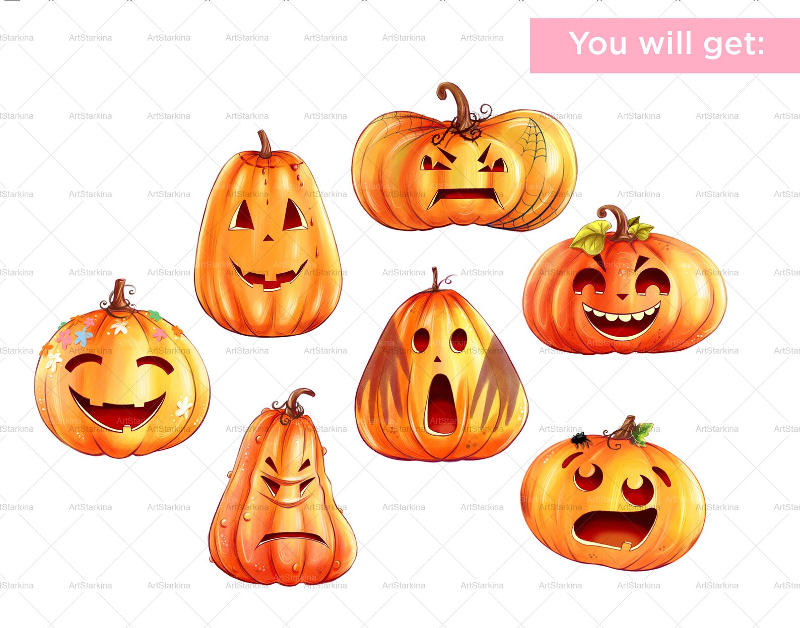 Halloween Clipart Pumpkins Clipart Jack-o-lantern Halloween | Etsy