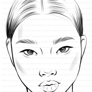 Asian Female Faces Coloring Page: Procreate Fashion Girls (PNG) - Etsy