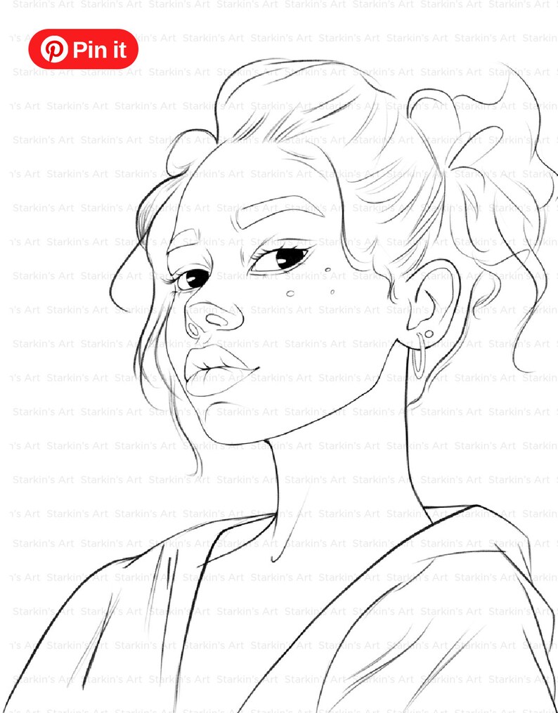 COLORING PAGE PORTRAIT coloring Book coloring Pages for - Etsy