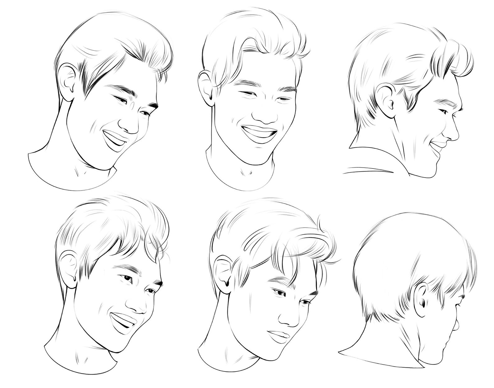 Asian Male Faces Templates PNG Asian Men Portraits Templates | Etsy