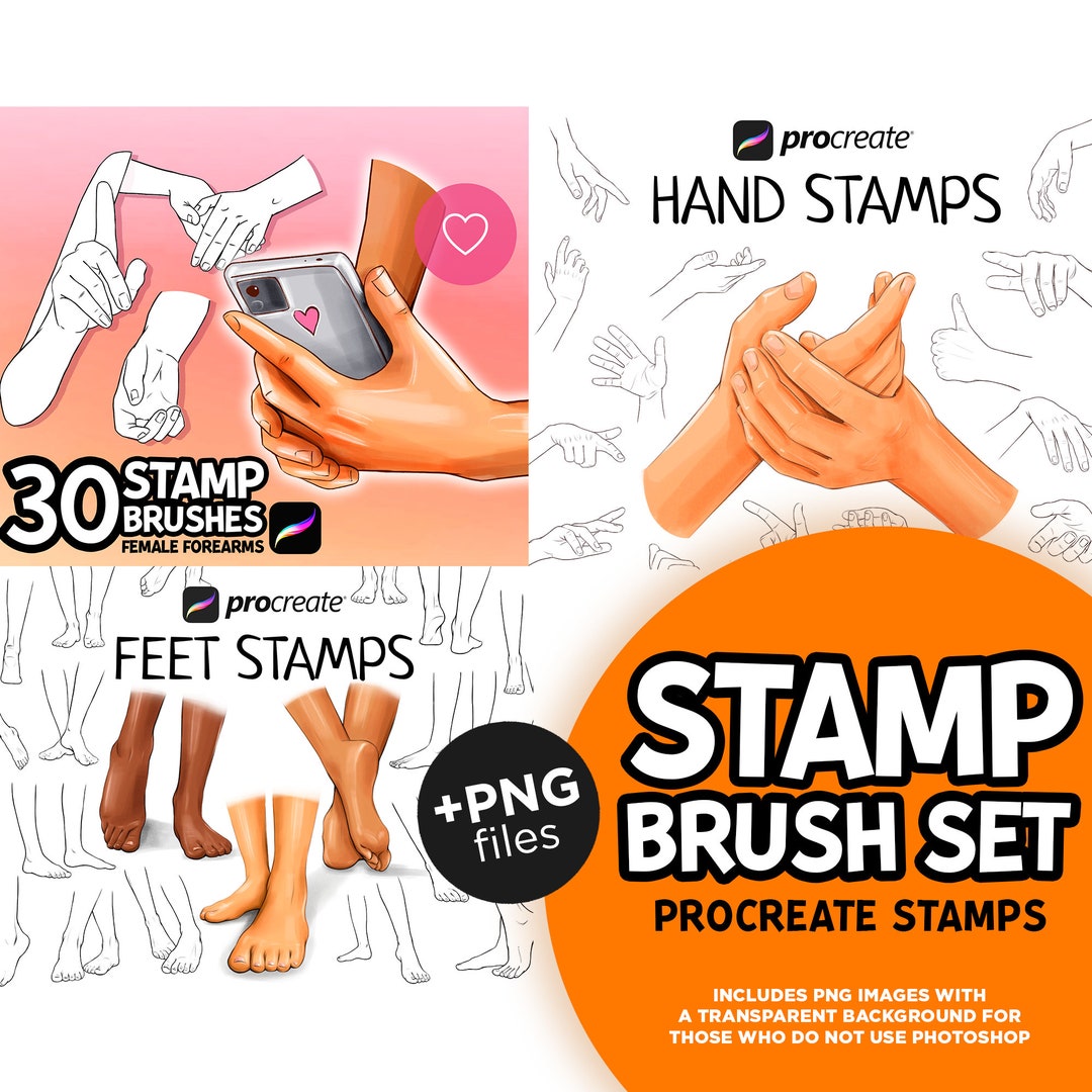 Procreate Set Stamps, Procreate Brushes Bundle, Procreate Hand Stamps, Procreate Feet Stamp ...