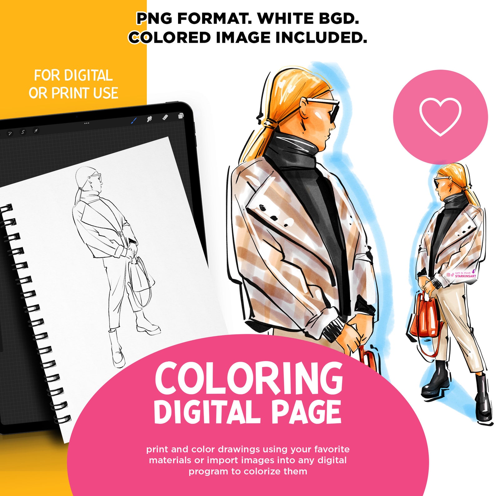 Fashion Illustration Coloring Page: Printable Art (digital Download) - Etsy