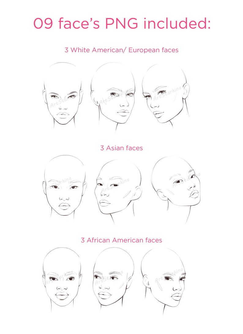 Face Template Fashion Face Templates Drawing Template for - Etsy