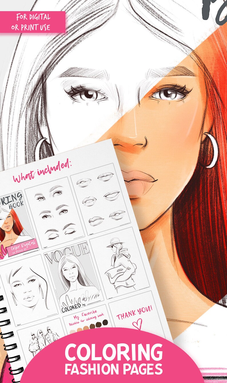 FASHION COLORING BOOK fashion Illustration Coloring Page - Etsy