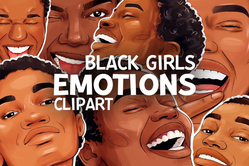 Black Girl Clipart Black Woman Clipart Faces Face Emotions - Etsy