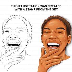 Black Woman Procreate Stamps, Procreate Face Stamp, Procreate Brushes ...