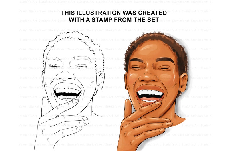 Black Woman Procreate Stamps Procreate Face Stamp Procreate Etsy