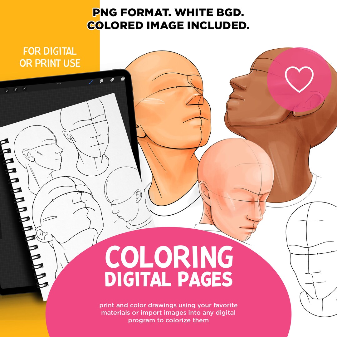 HEAD SHAPES COLORING coloring Pages Coloring Book Procreate - Etsy