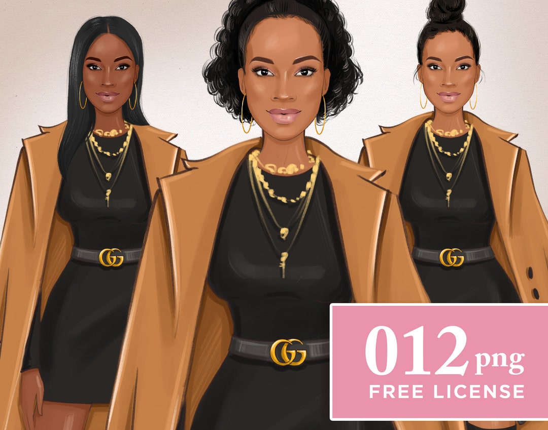 African American Clipart, Afro Girl Clipart, Fashion Girl Clipart ...