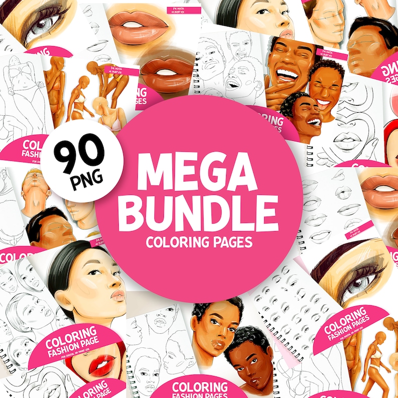 BIG BUNDLE COLORING digital Coloring Book Procreate - Etsy